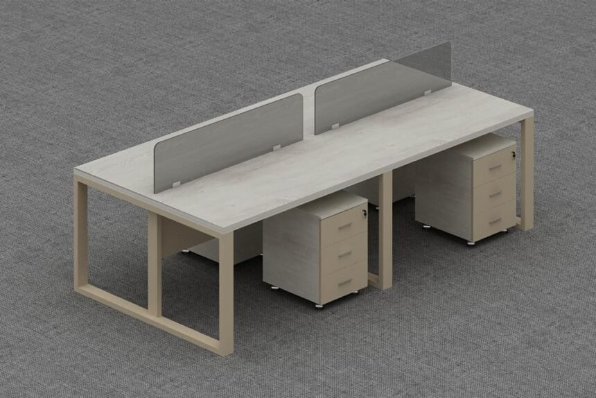 Locus Minimalist 4 Seater Face to Face Workstation. - Space Hub