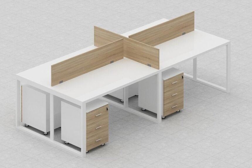 Locus Minimalist 4 Seater Face to Face Workstation. - Space Hub