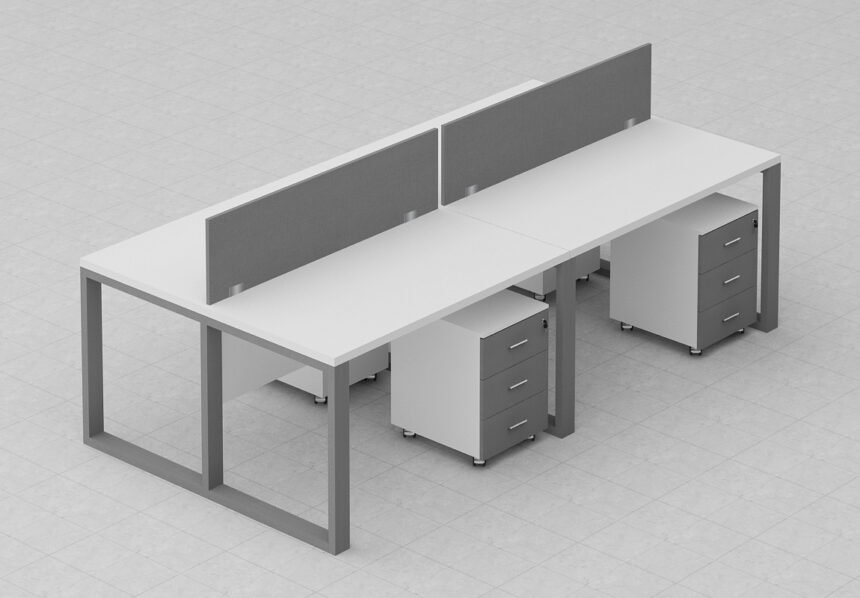 Locus Minimalist 4 Seater Face to Face Workstation. - Space Hub