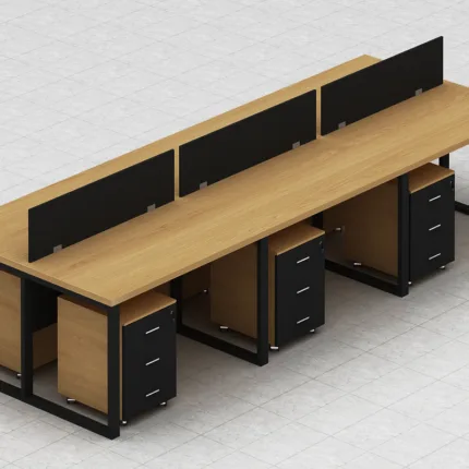 Orange 4 Cluster Workstation (Black Leg) - Space Hub