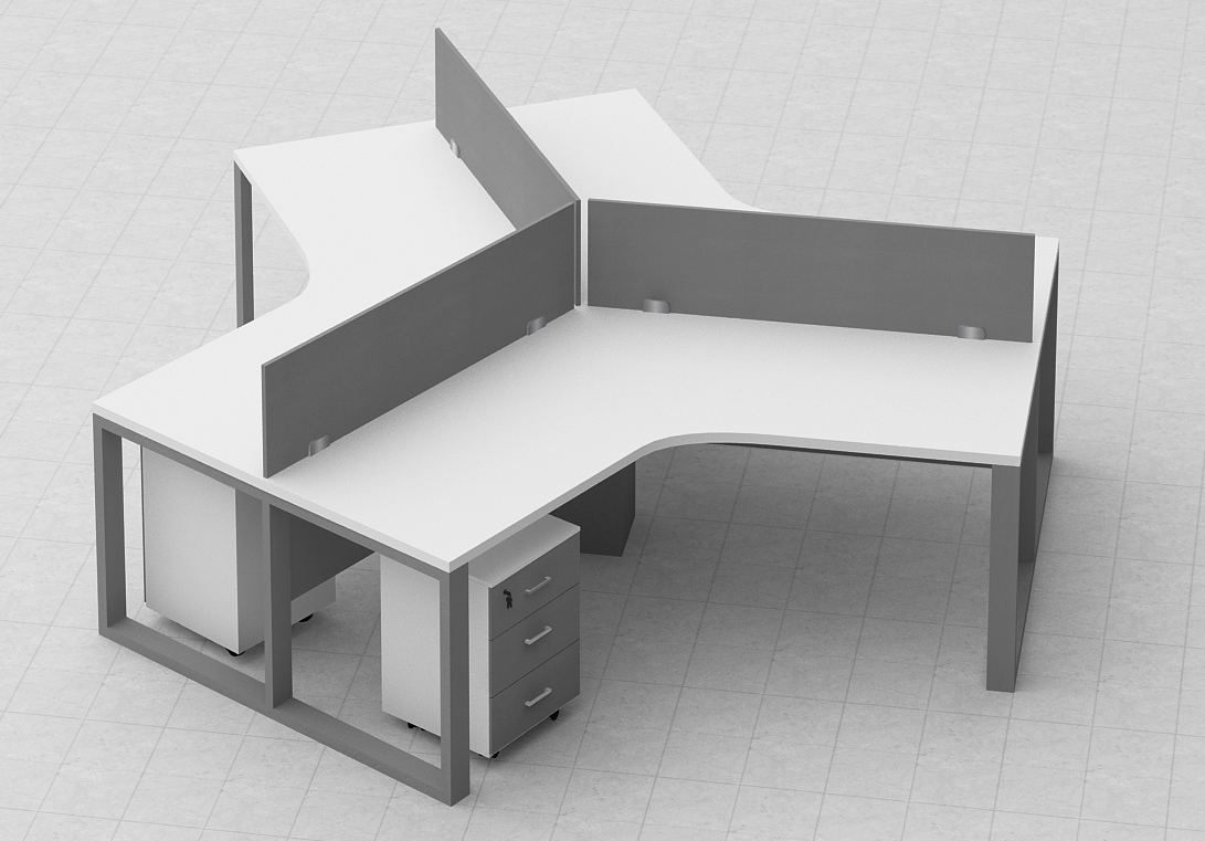 Cube 3 Cluster Workstation (White Leg) - Space Hub